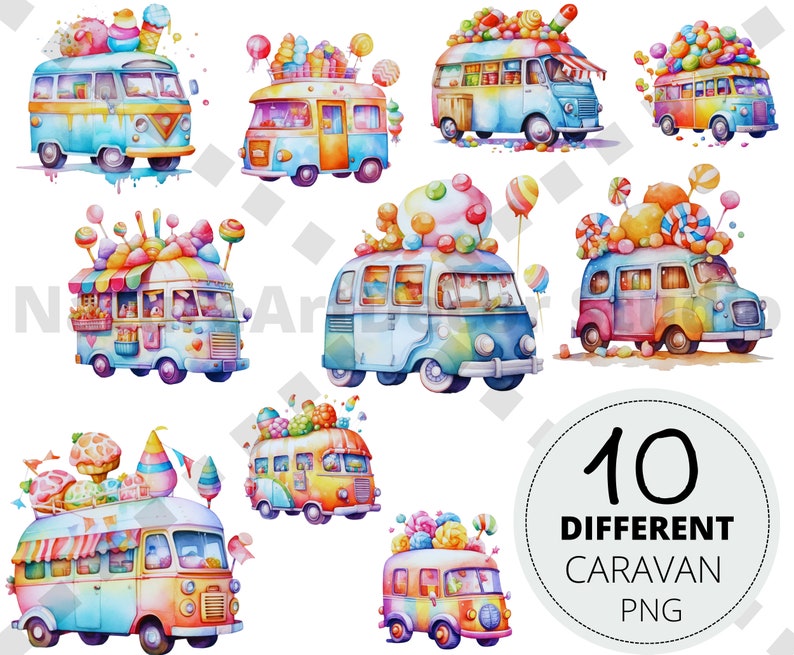 25pc Sweet Candy Caravan PNG Bundle Colorful Camping Cut - Etsy