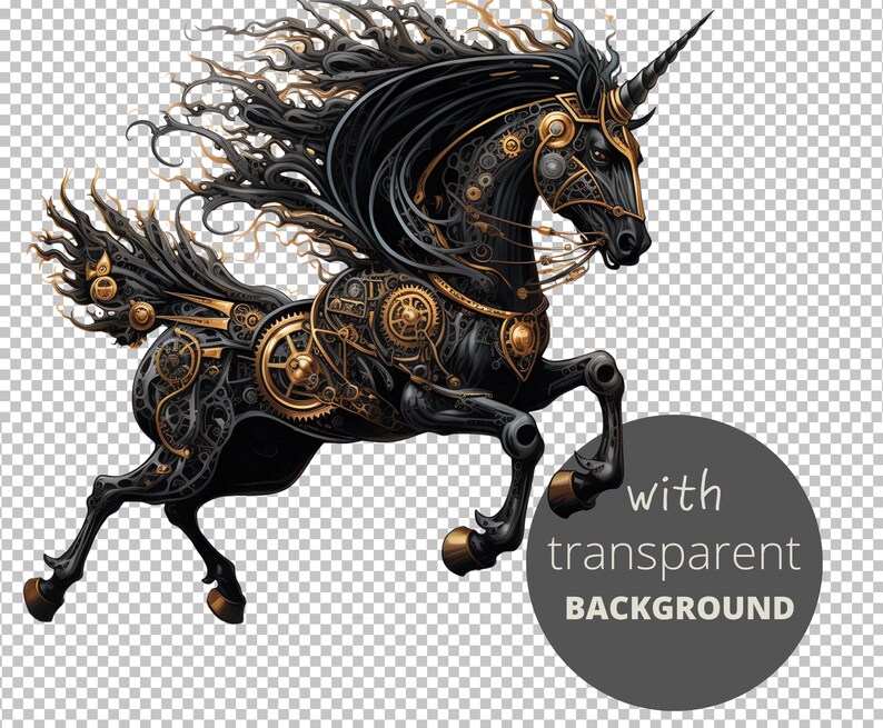 5pc Steampunk Unicorn PNG Bundle Steampunk Animal POD Allowed - Etsy