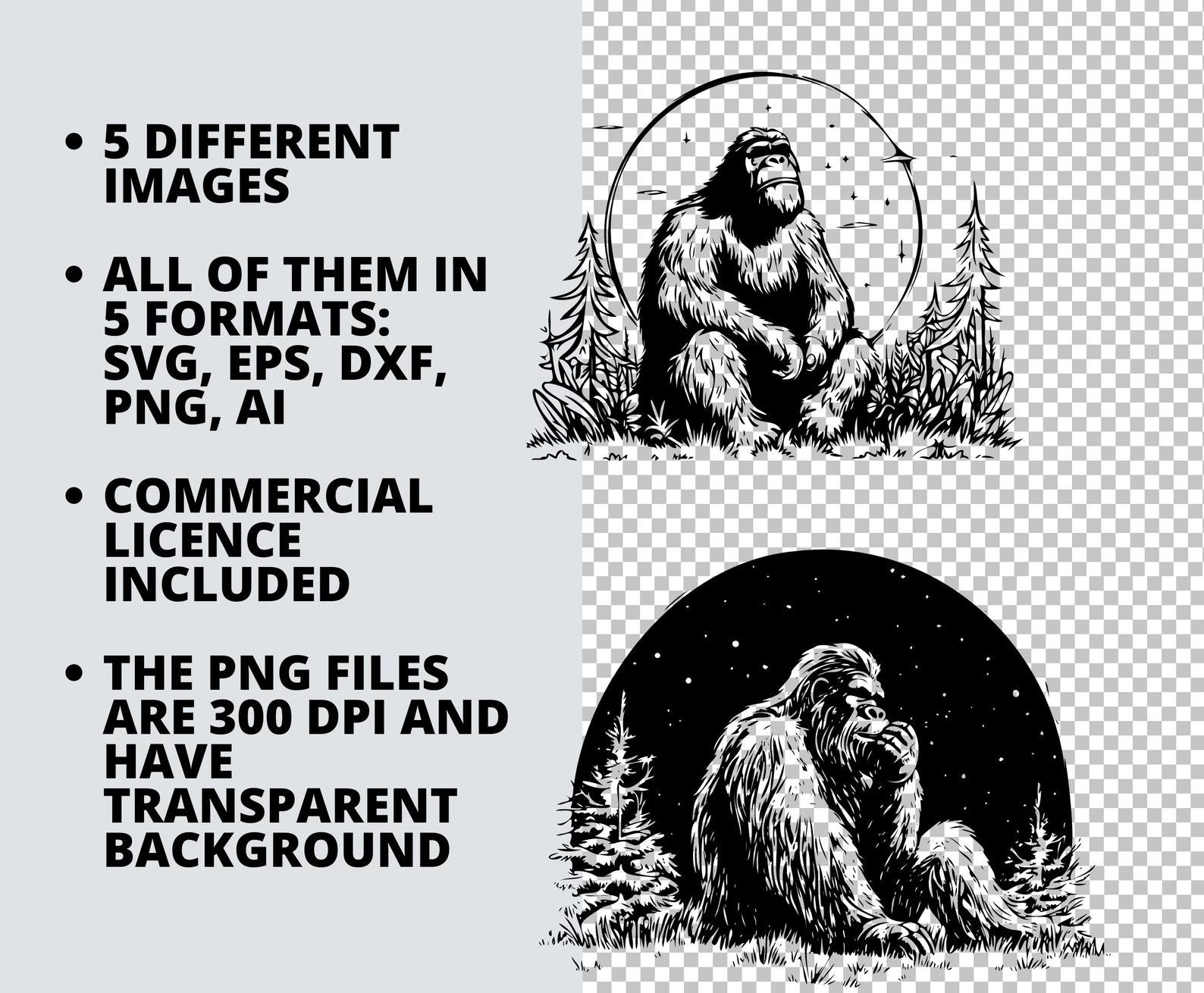 Bigfoot Line Art Svg Png Eps Dxf Ai Bundle Sasquatch - Etsy