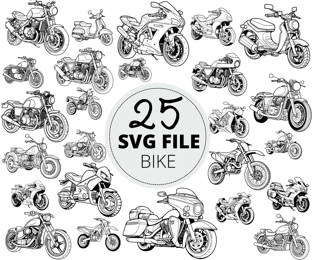 25pc Bike SVG Bundle, Motorcycle Cut Files, Motorbikes Lover Svg Design ...