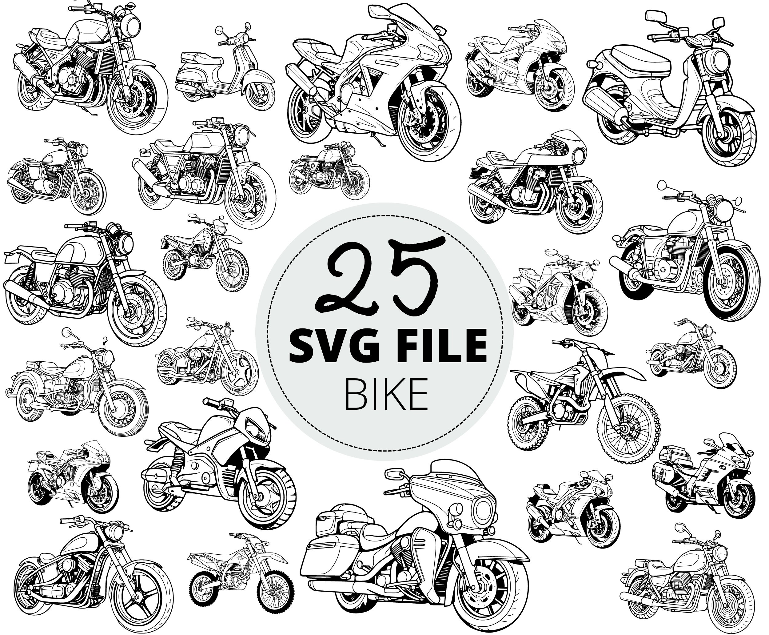 25pc Bike SVG Bundle Motorcycle Cut Files Motorbikes Lover - Etsy