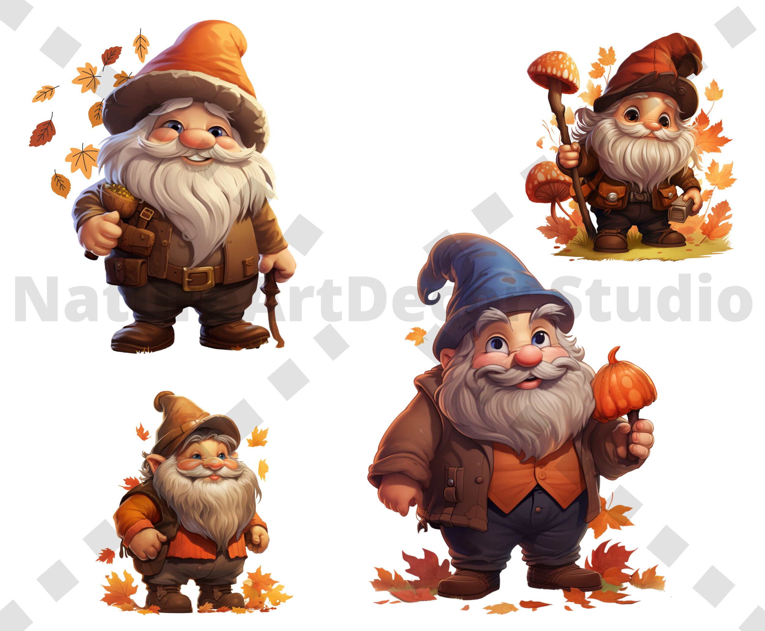 20pc Autumn Cartoon Dwarf PNG Bundle Gnomes Clipart Fantasy - Etsy