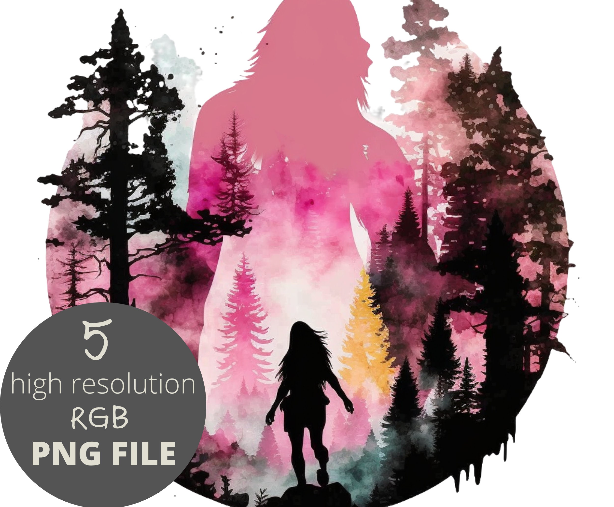 5pc Bigfoot Water Color PNG Bundle Sasquatch Yeti Hiking - Etsy