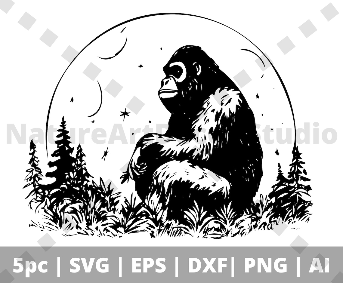 Bigfoot Line Art Svg Png Eps Dxf Ai Bundle Sasquatch - Etsy