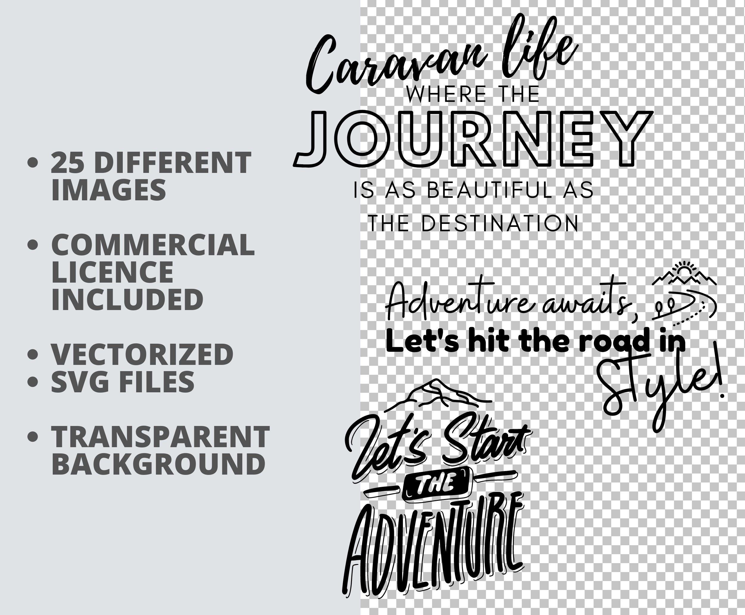 25pc Happy Caravan Text SVG Bundle, Camping Cut Files, Outdoor Camping ...