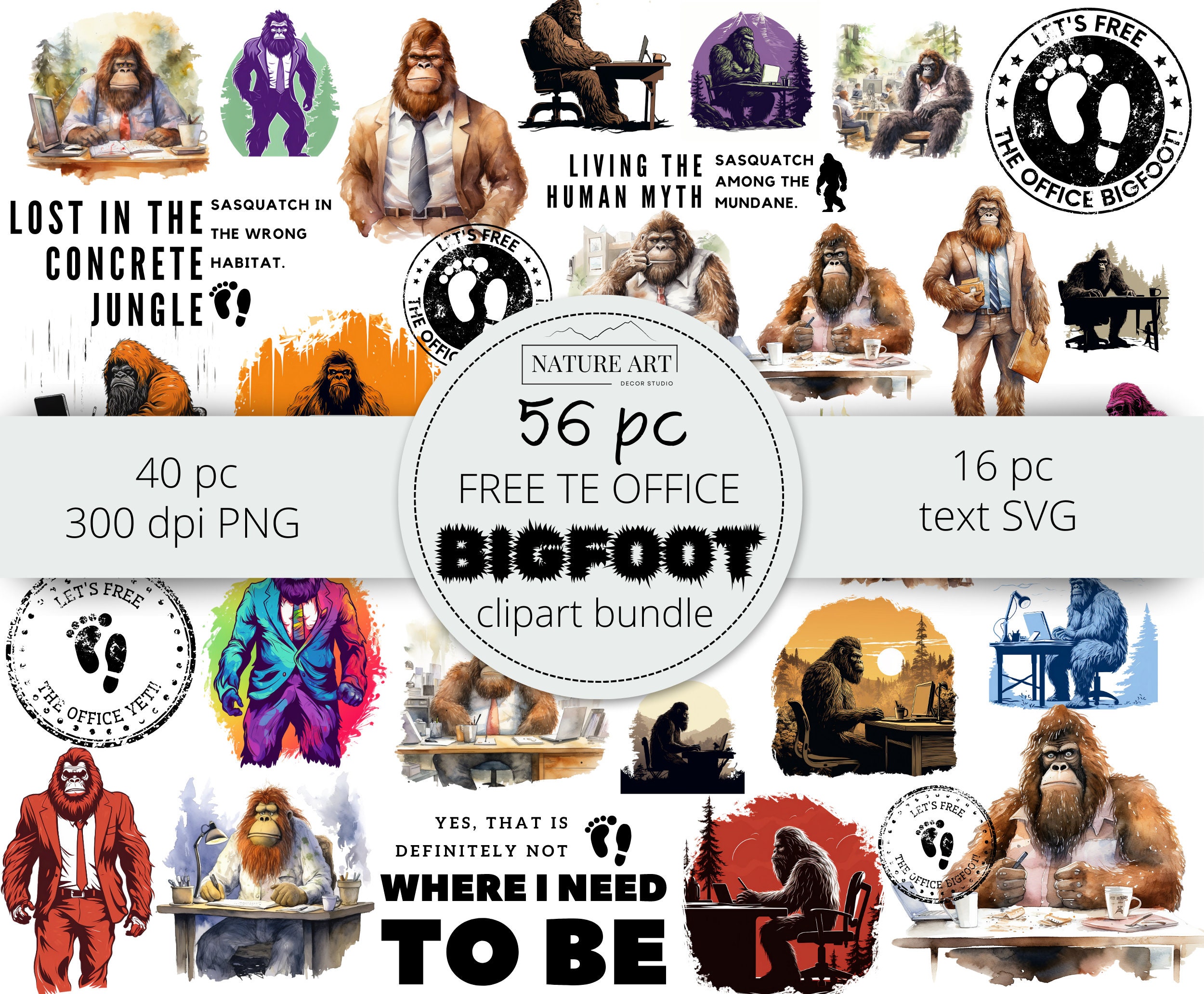 Free the Office Bigfoot 56pc Image Bundle Sasquatch Yeti PNG - Etsy