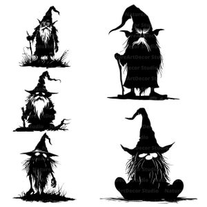 Gnome Silhouette Line Art Svg Bundle, Little Monster Cryptid Clipart ...