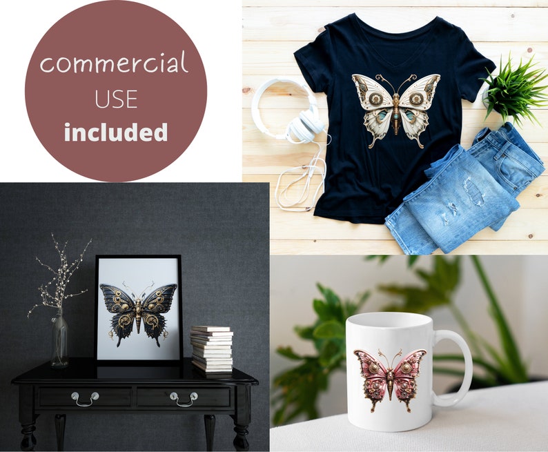 5pc Steampunk Butterfly PNG Bundle Steampunk Animal POD - Etsy