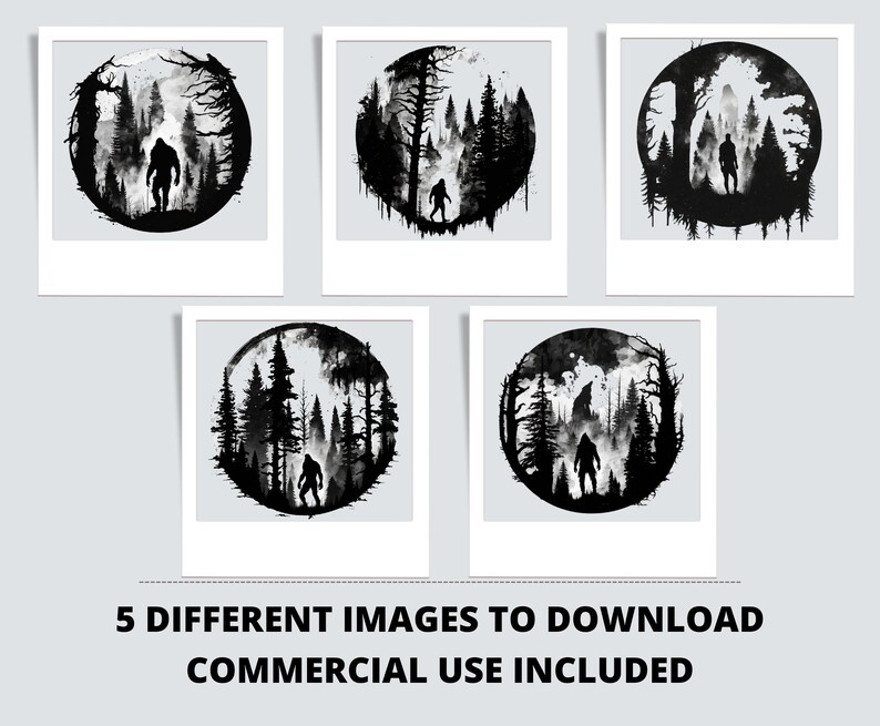 5pc Bigfoot Water Color PNG Bundle Sasquatch Yeti Hiking - Etsy