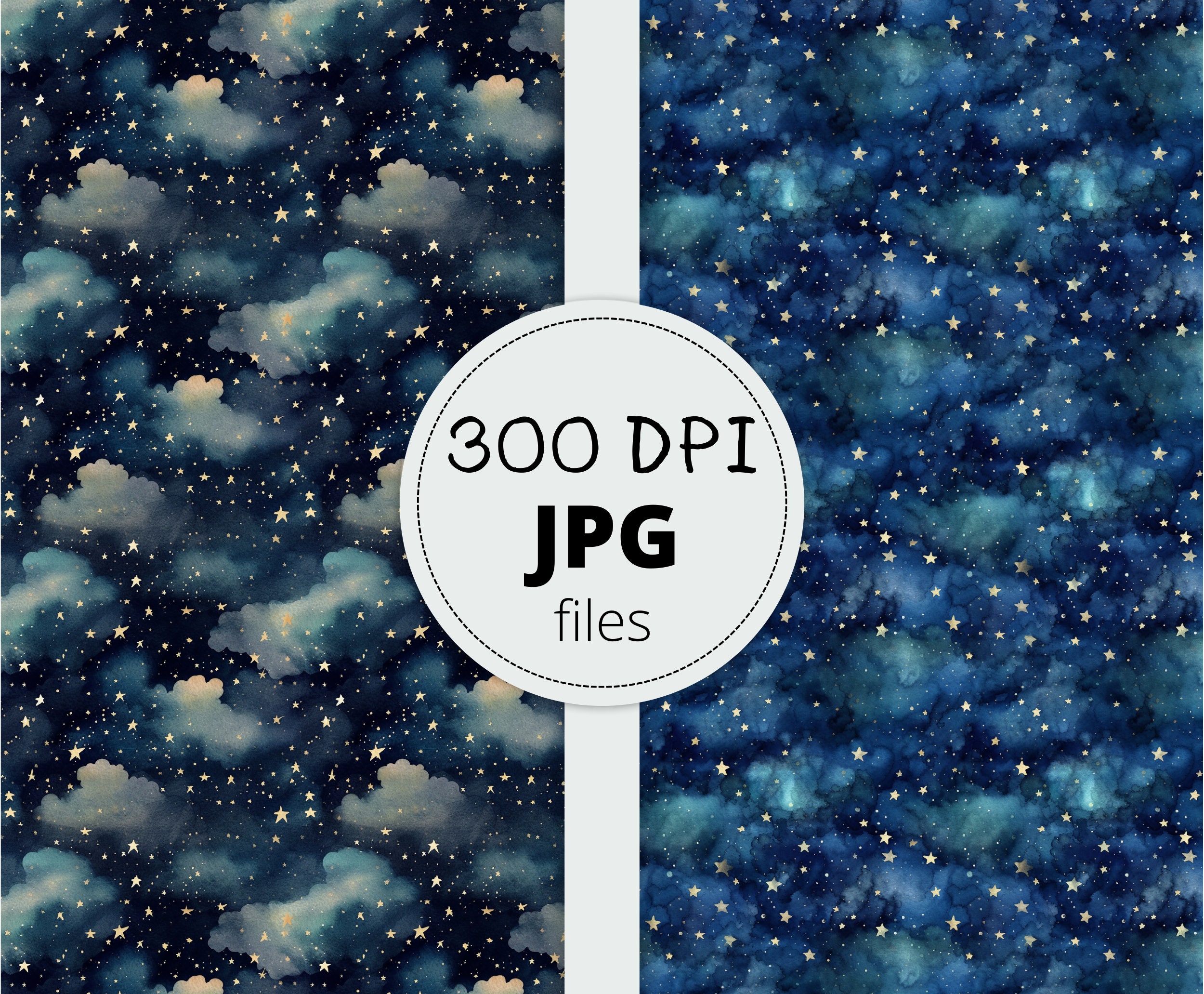 10 Pc Seamless Dark Midnight Sky Pattern Digital Paper Bundle, JPG ...