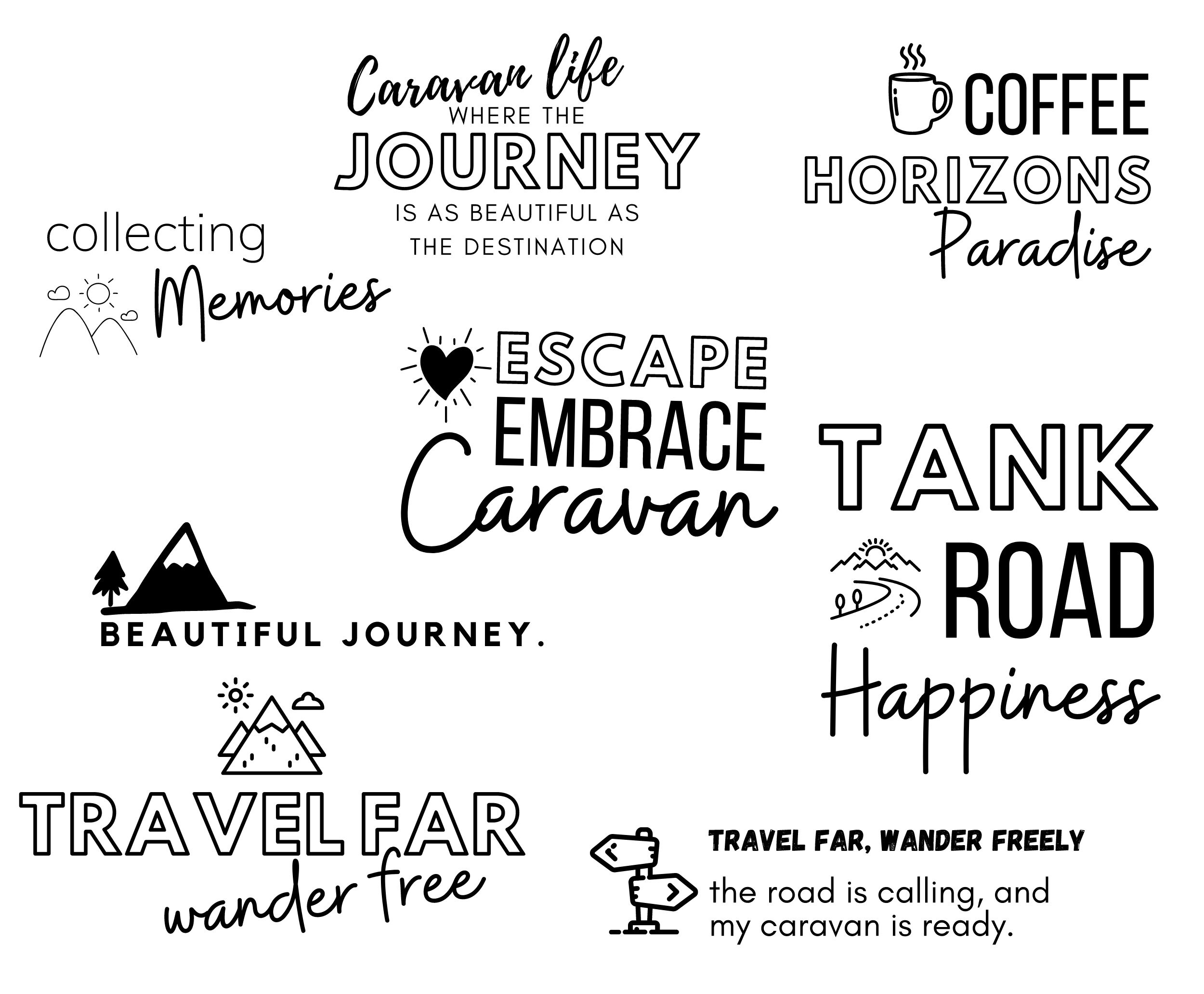 25pc Happy Caravan Text SVG Bundle Camping Cut Files Outdoor - Etsy UK