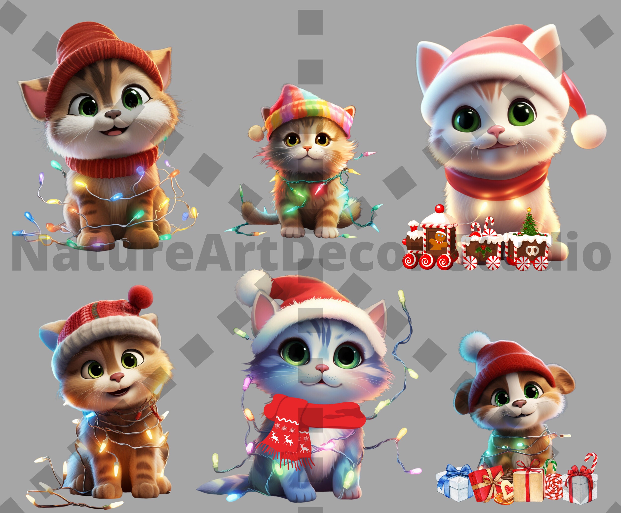 Cute Cartoon Christmas Cats and Dogs 20 Pc PNG Bundle Cute - Etsy