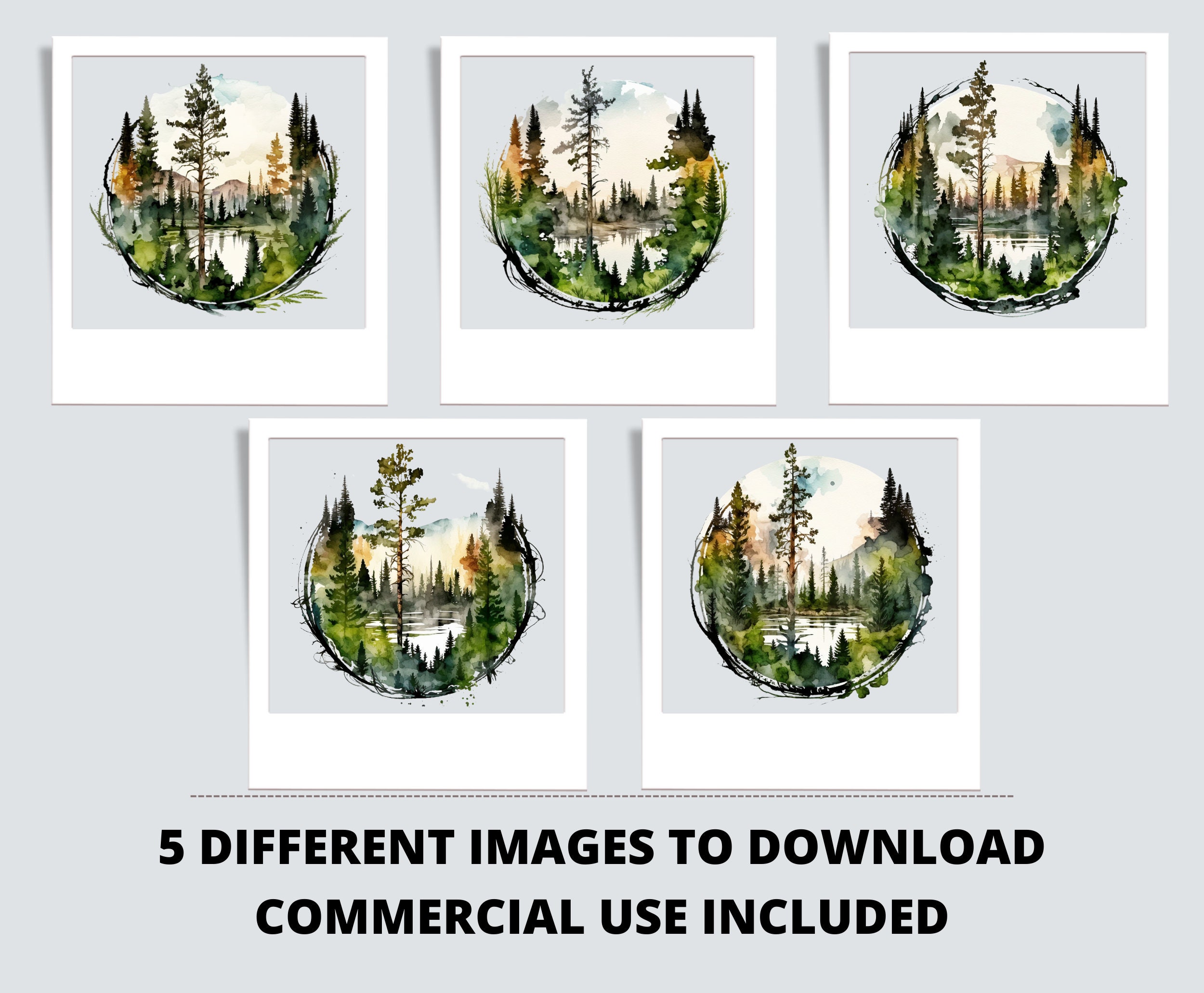 5pc Nature Landscape Water Color PNG Bundle Forest Outdoor - Etsy