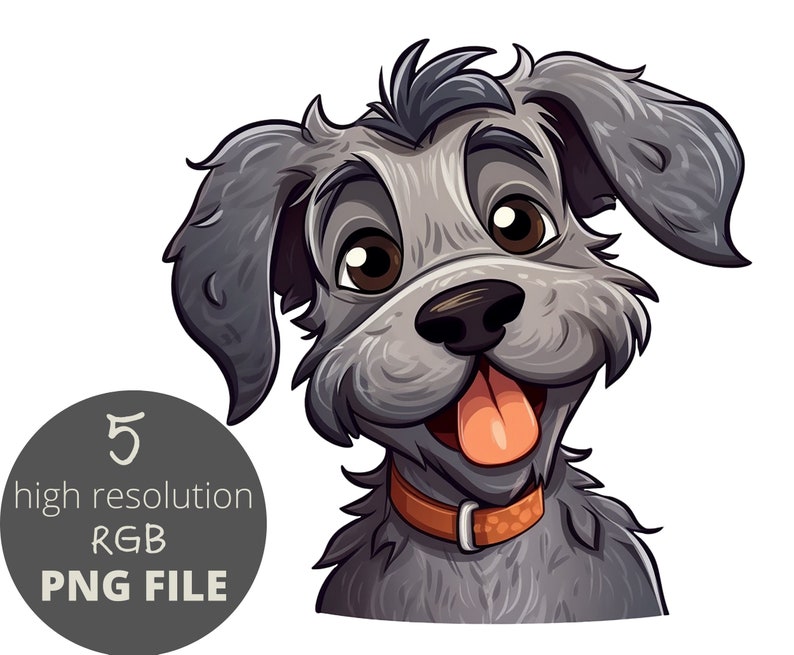 5pc Cartoon Gray Schnoodle Dog PNG Bundle Cute Animal POD - Etsy
