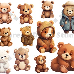 70pc Cute Cuddly Bears PNG Bundle, Delightful Drawings of Adorable ...