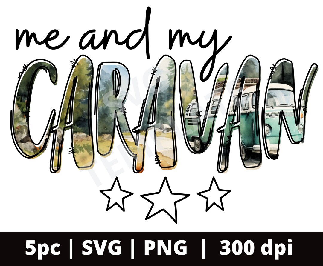 5pc Hippie Caravan Doodle SVG & PNG Bundle, Camping Cut Files, Doodle ...