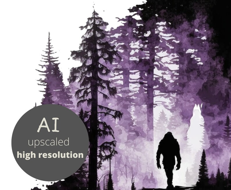 5pc Bigfoot Water Color PNG Bundle, Sasquatch Yeti Hiking Clipart, POD ...