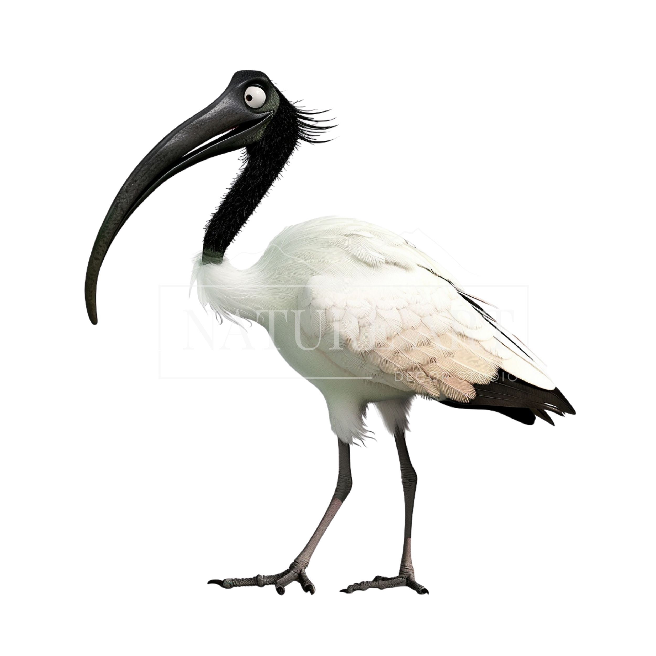 5pc Cartoon Australian White IBIS Bird Clipart PNG Bundle, Cute Ibis ...
