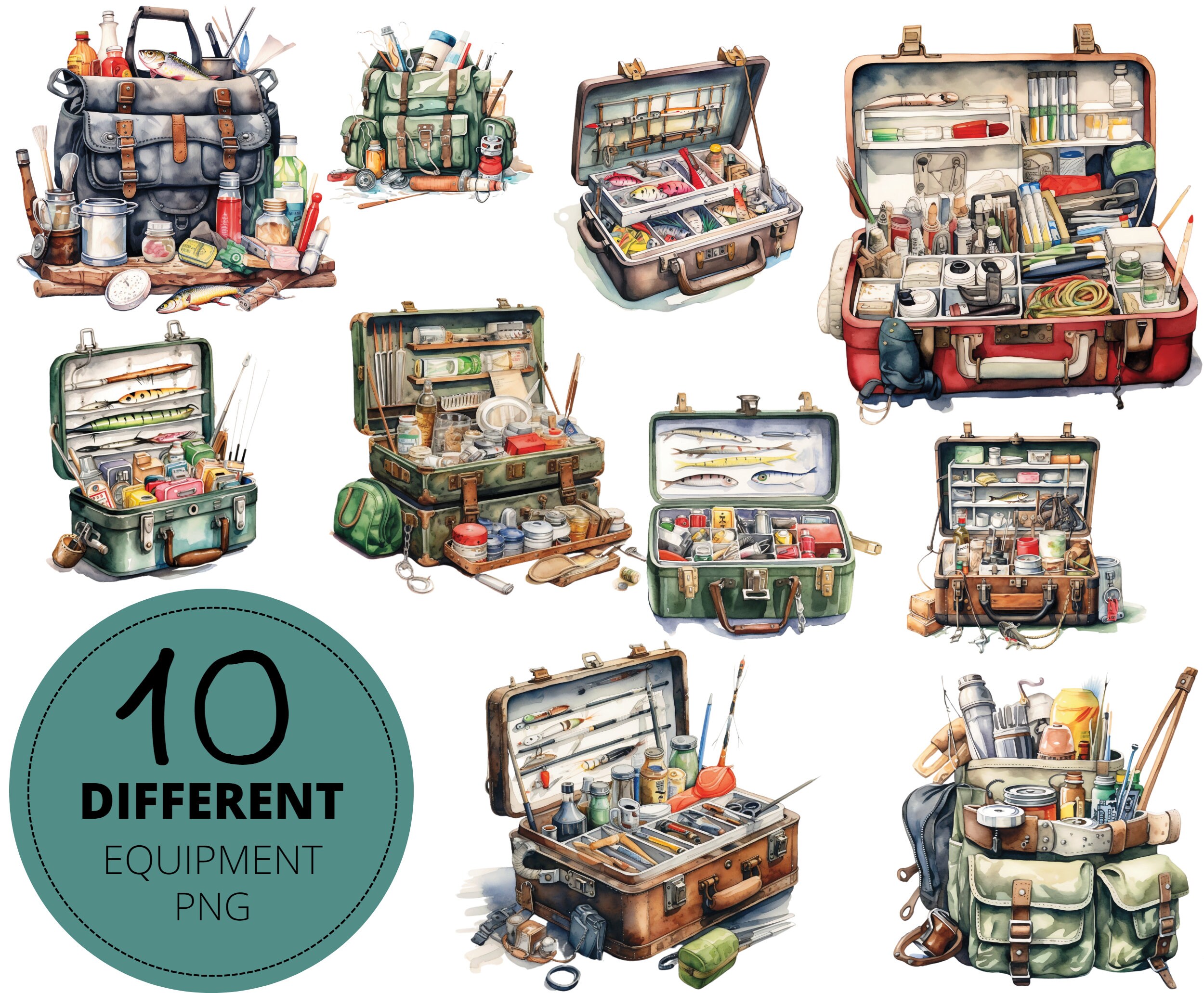 65pc Fishing PNG & SVG Clipart Bundle Watercolor Fish - Etsy