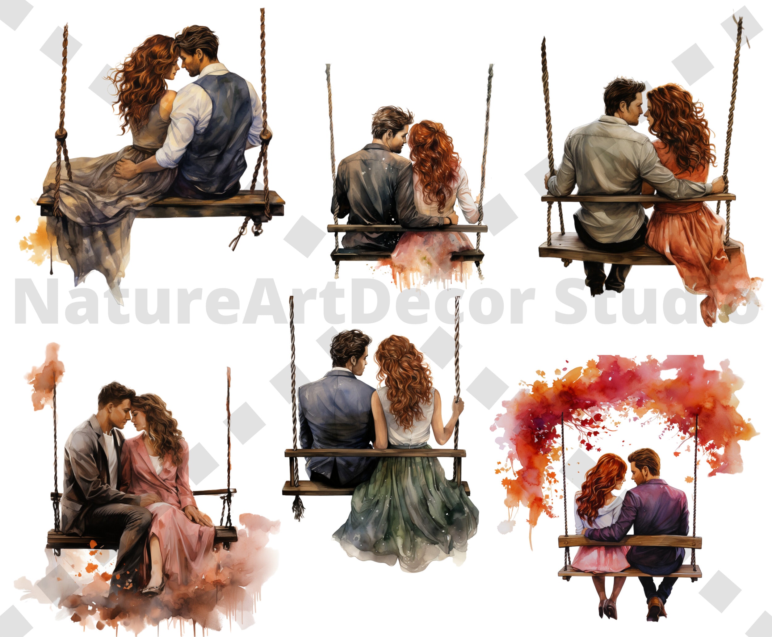 80pc Romantic Couples Mega Watercolor PNG Bundle Love - Etsy