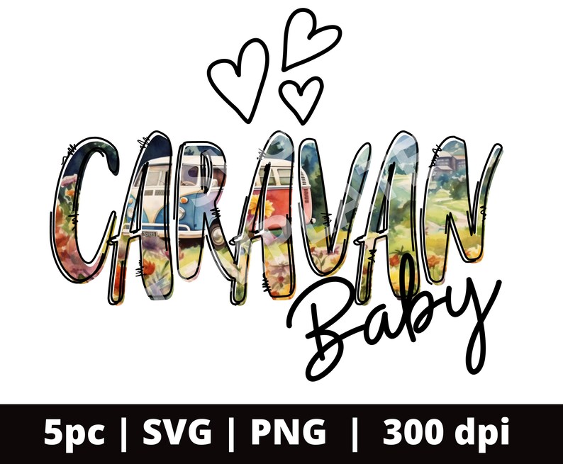 5pc Hippie Caravan Doodle SVG & PNG Bundle Camping Cut Files - Etsy