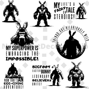 Easter Bunny Ears Bigfoot Silhouette 15pc SVG Bundle, Sasquatch Images ...