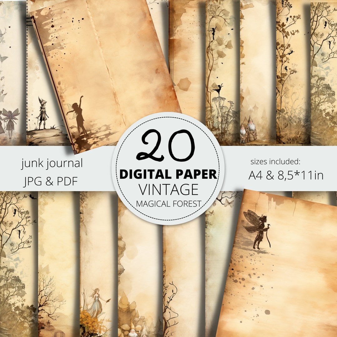 20 Pc Ancient Magical Forest Paper Textures Journal Kit, Vintage Fairy ...