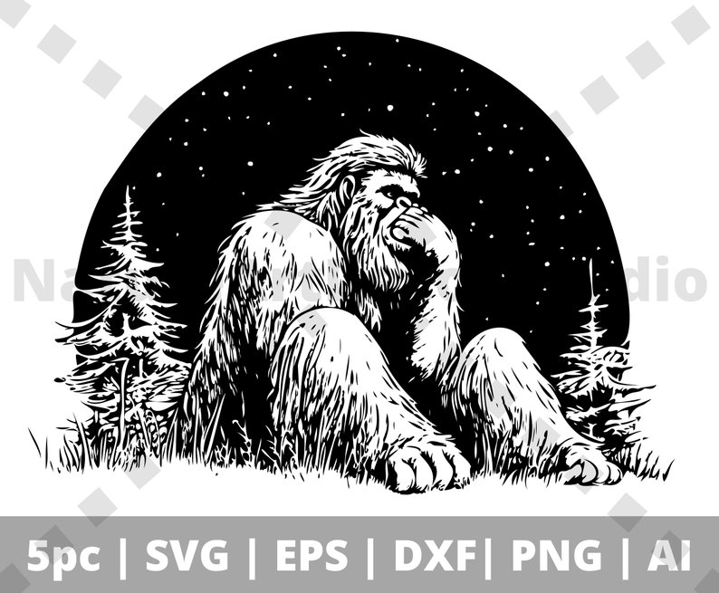 Bigfoot Line Art Svg, Png, Eps, Dxf, Ai Bundle, Sasquatch Yeticlipart ...