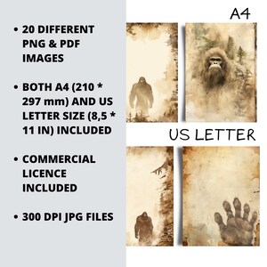 20 Pc Ancient Bigfoot Paper Textures Journal Kit, Vintage Sasquatch ...