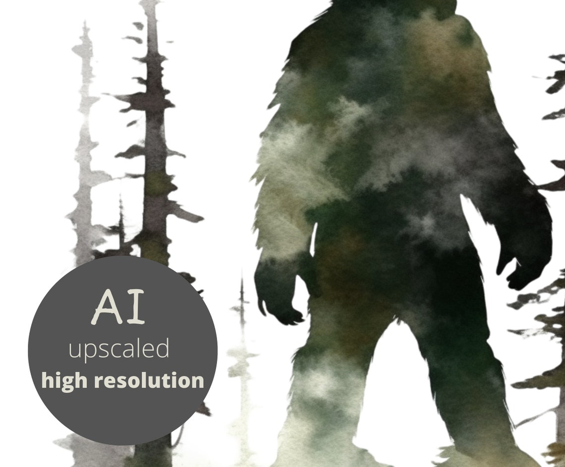 5pc Bigfoot Water Color PNG Bundle Sasquatch Yeti Hiking - Etsy