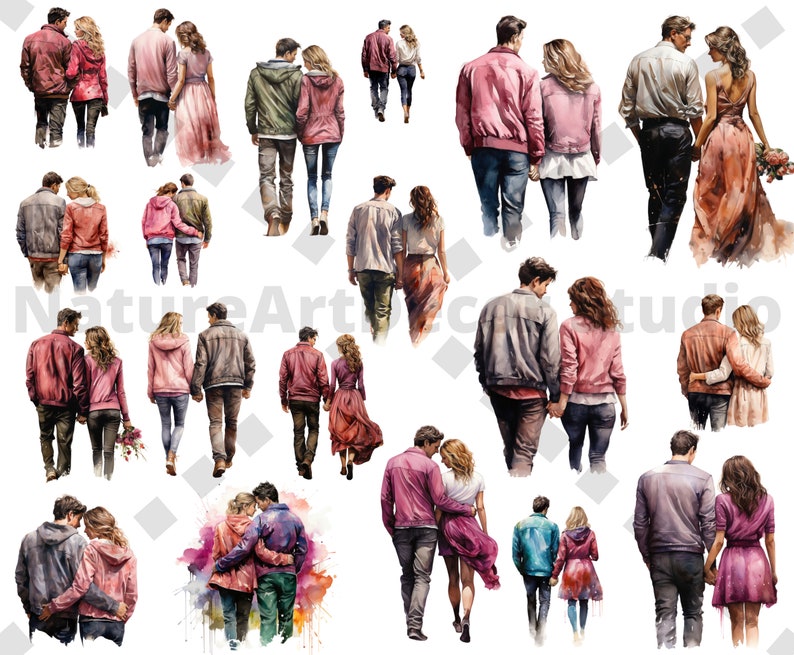 80pc Romantic Couples Mega Watercolor PNG Bundle Love - Etsy