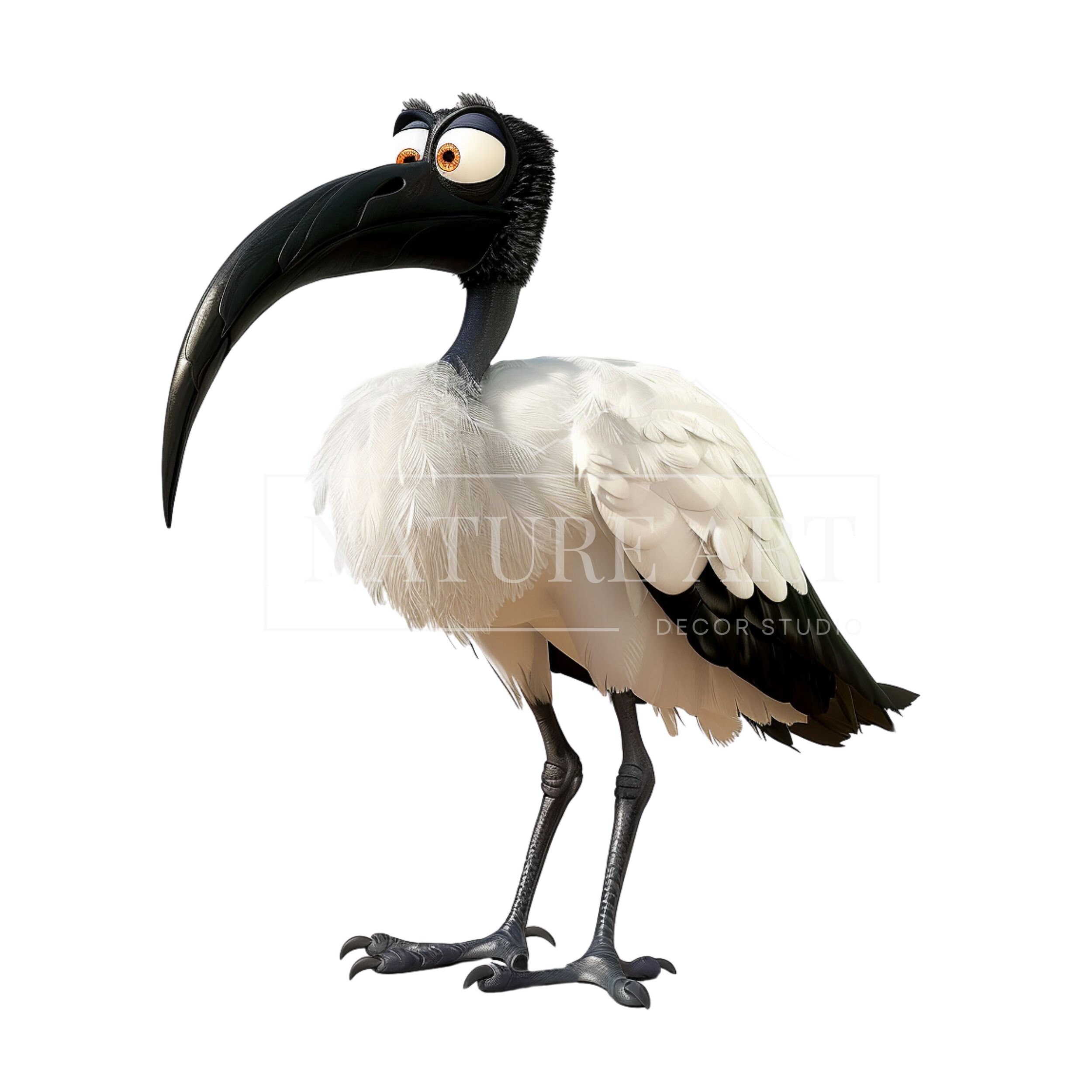 5pc Cartoon Australian White IBIS Bird Clipart PNG Bundle, Cute Ibis ...
