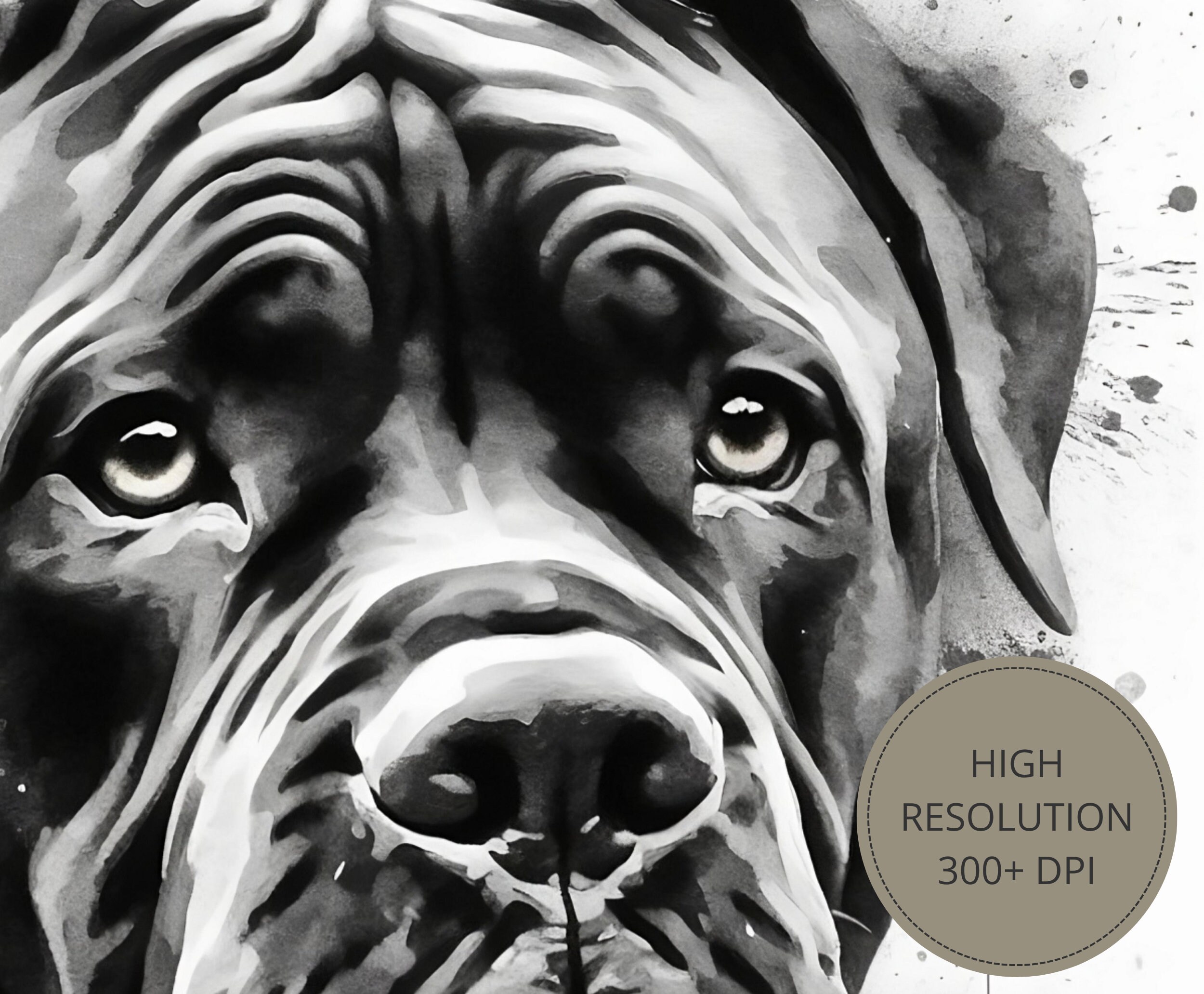 Printable Cane Corso Watercolor Grayscale Wall Art Room Decor - Etsy