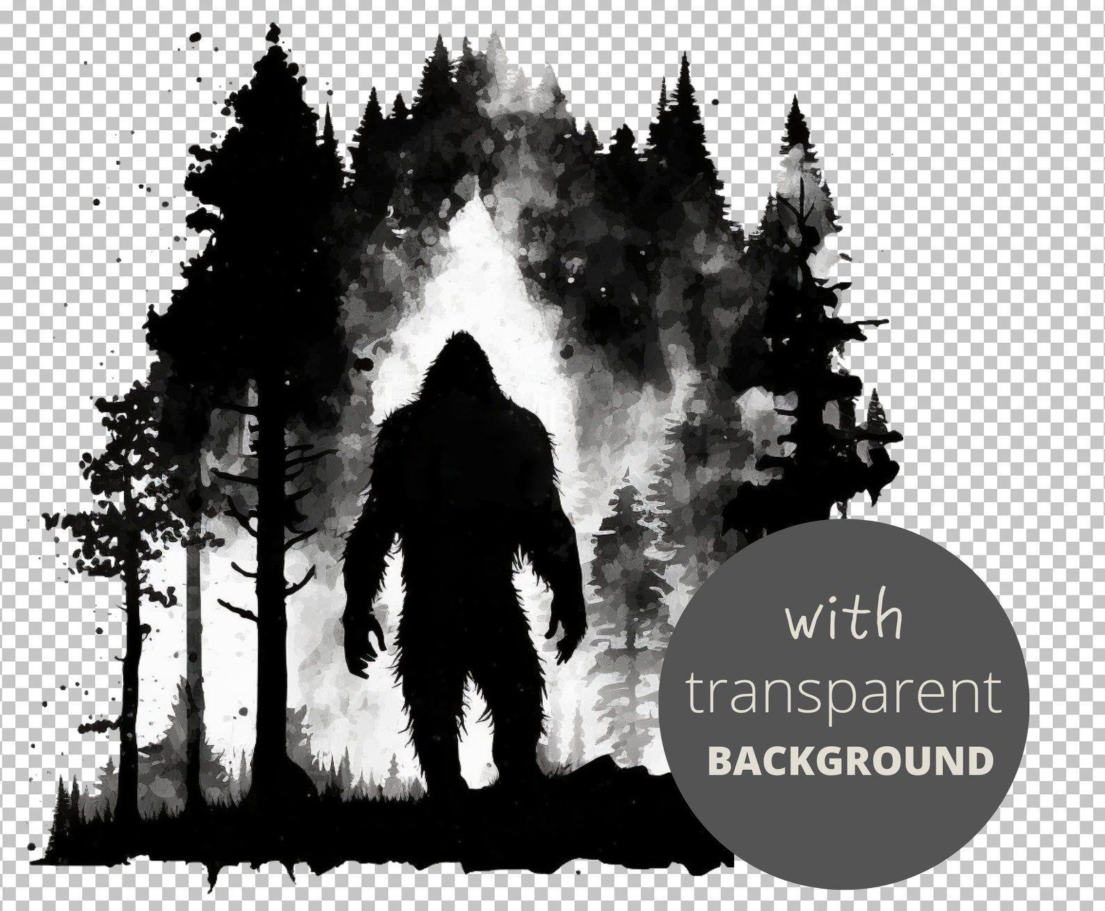 5pc Bigfoot Water Color PNG Bundle Sasquatch Yeti Hiking - Etsy