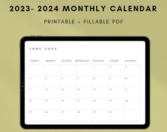2024 Monthly Calendar Editable Printable Planner, Landscape Monthly ...