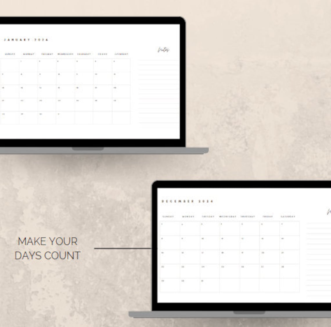 2024 Monthly Calendar Editable Printable Planner, Landscape Monthly ...