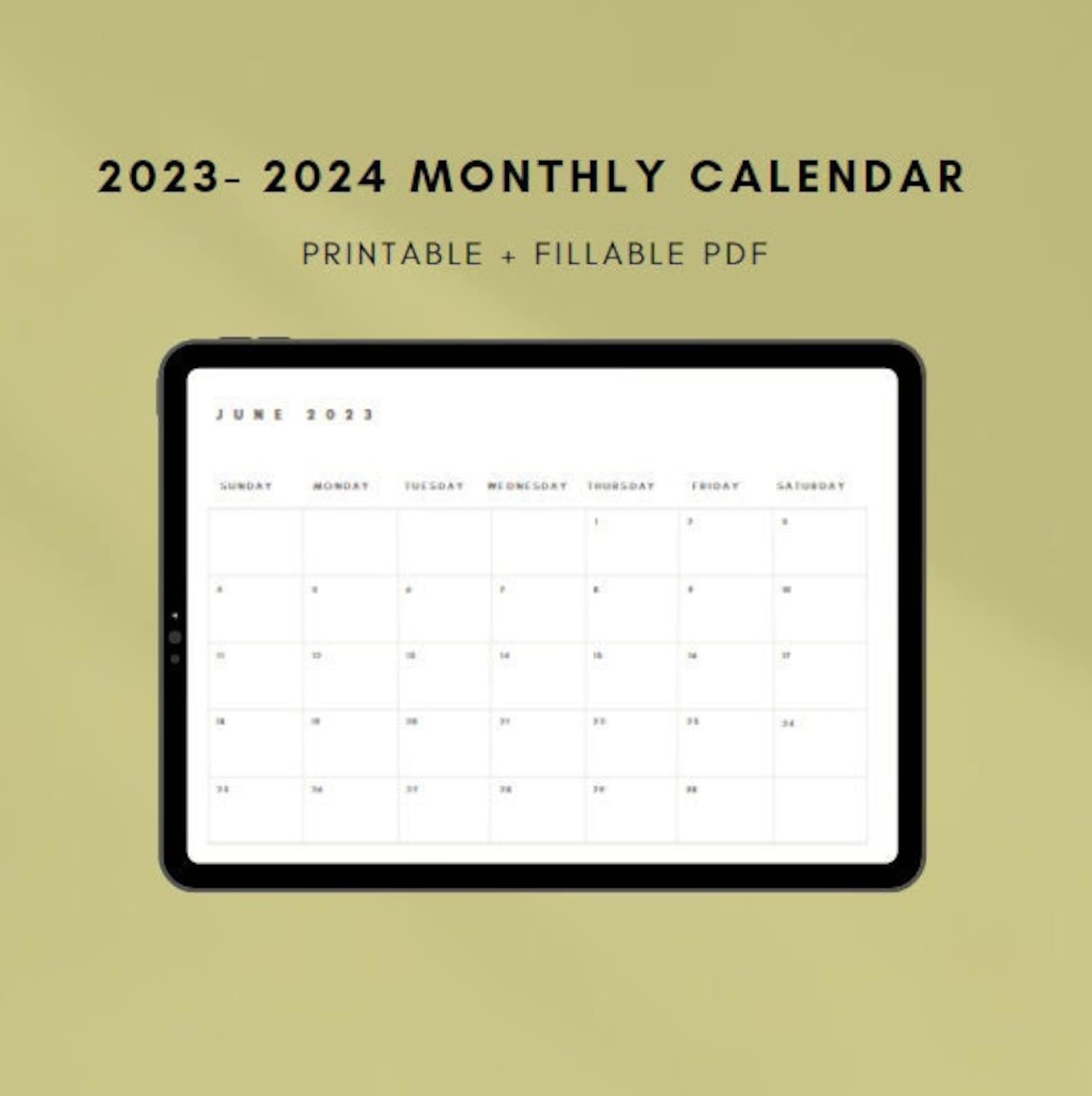 2023 2024 Monthly Calendar Editable Printable Planner, Landscape ...