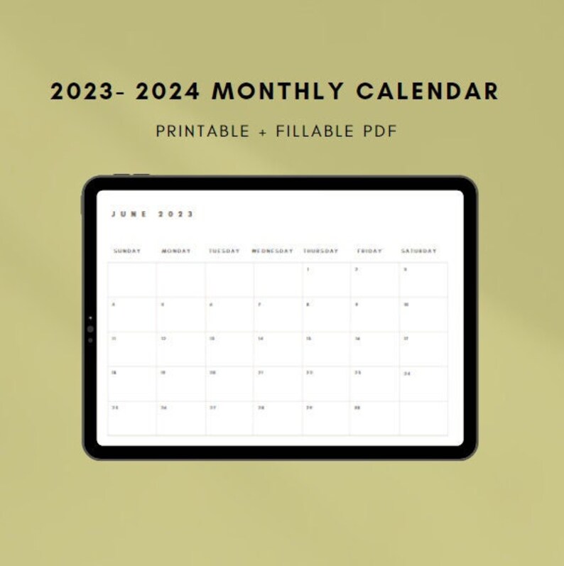 2023 2024 Monthly Calendar Editable Printable Planner, Landscape ...