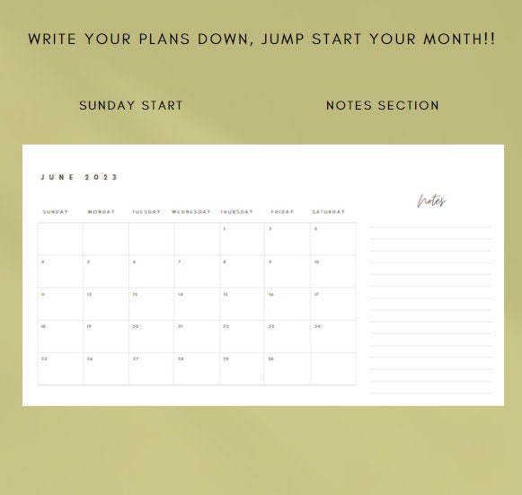 2023 2024 Monthly Calendar Editable Printable Planner, Landscape ...