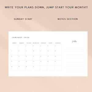 2024 Monthly Calendar Editable Printable Planner, Landscape Monthly ...