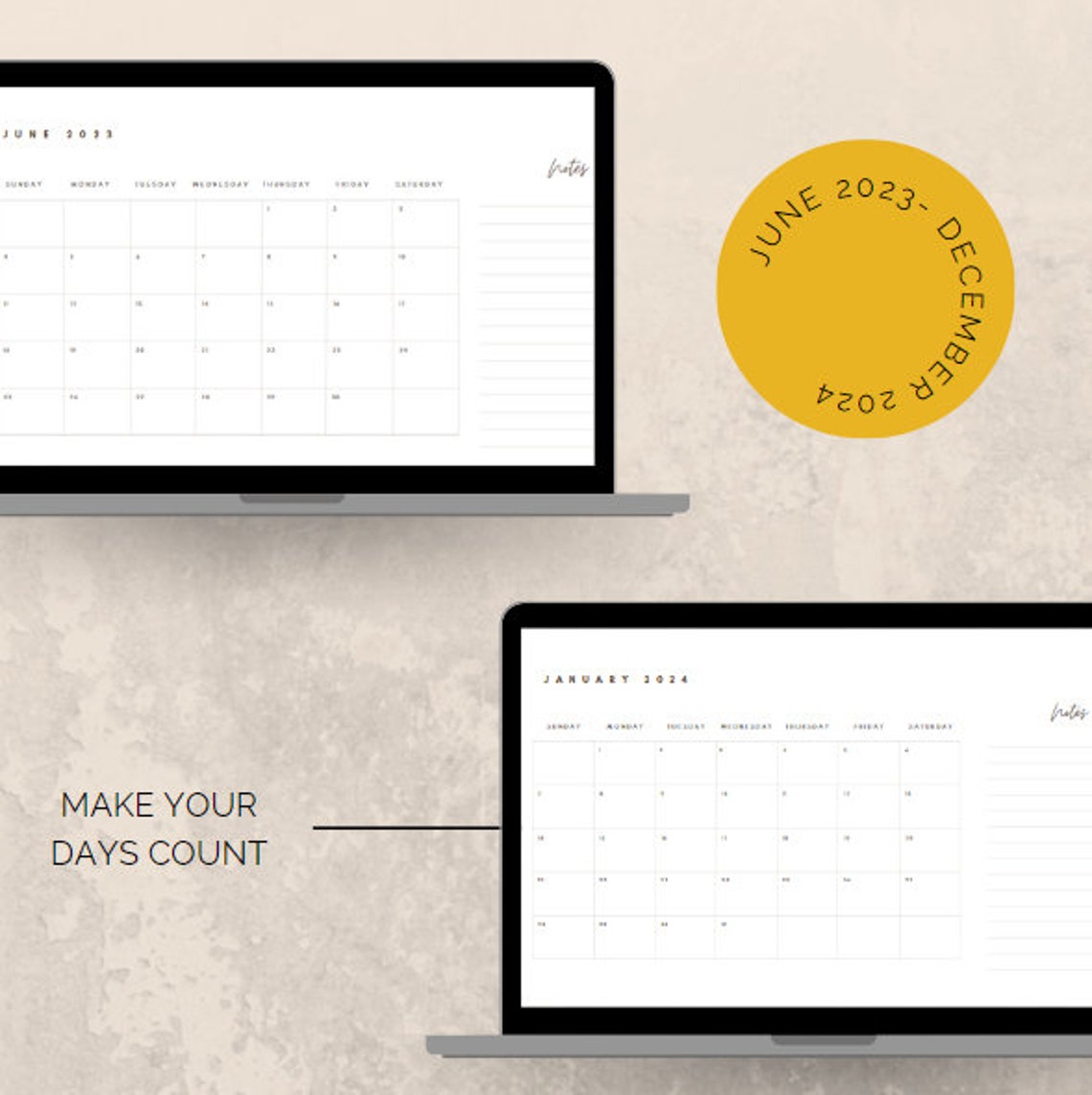 2023 2024 Monthly Calendar Editable Printable Planner, Landscape ...