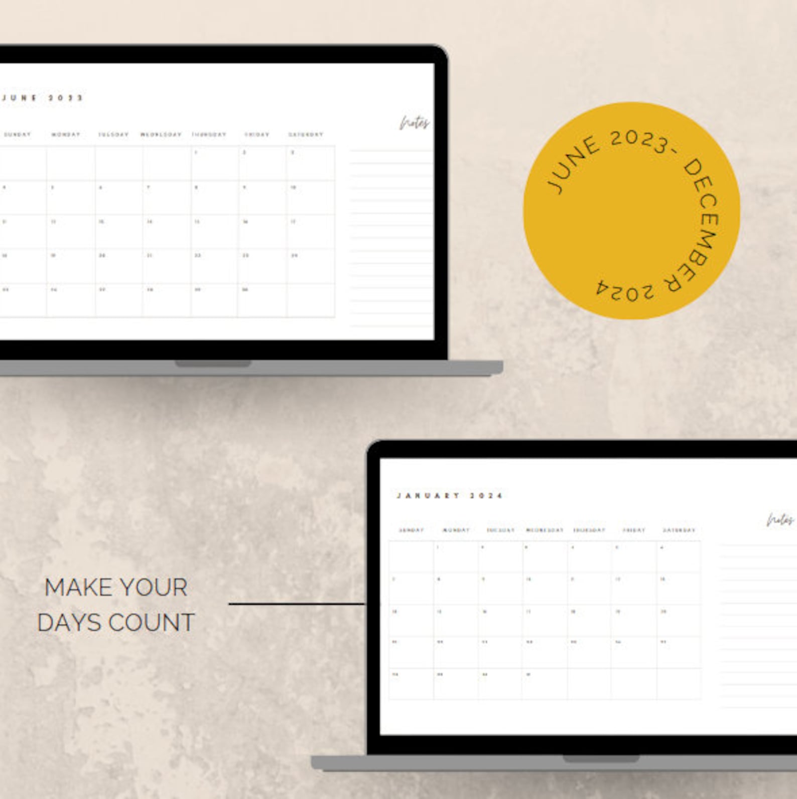 2023 2024 Monthly Calendar Editable Printable Planner, Landscape ...