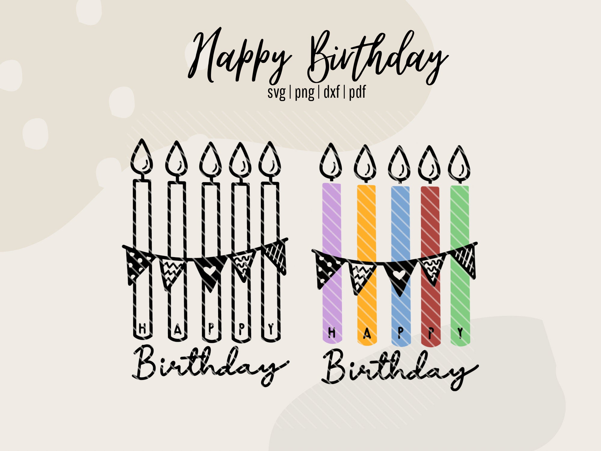 Plotterdatei Svg Happy Birthday Geburtstag png dxf Kerzen Torte - Etsy.de