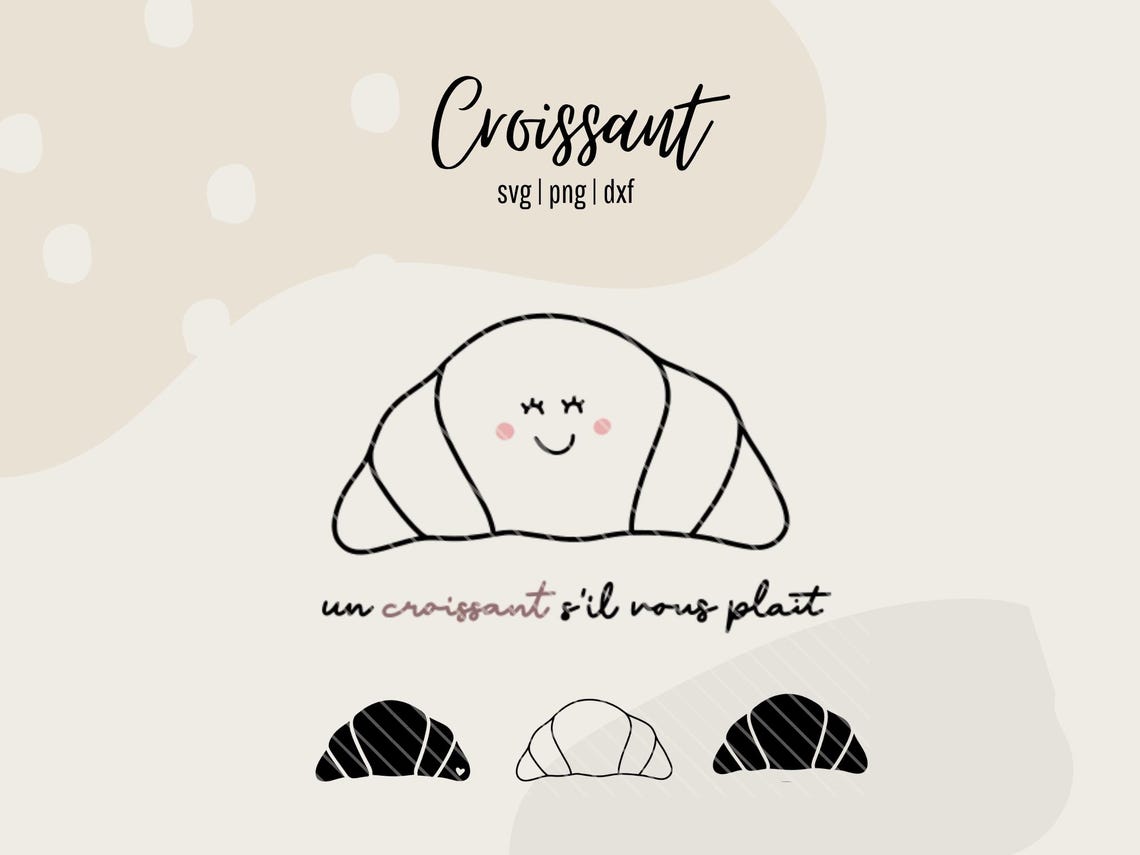 Plotter File Croissant Svg Dxf Breakfast Plotter Laser - Etsy