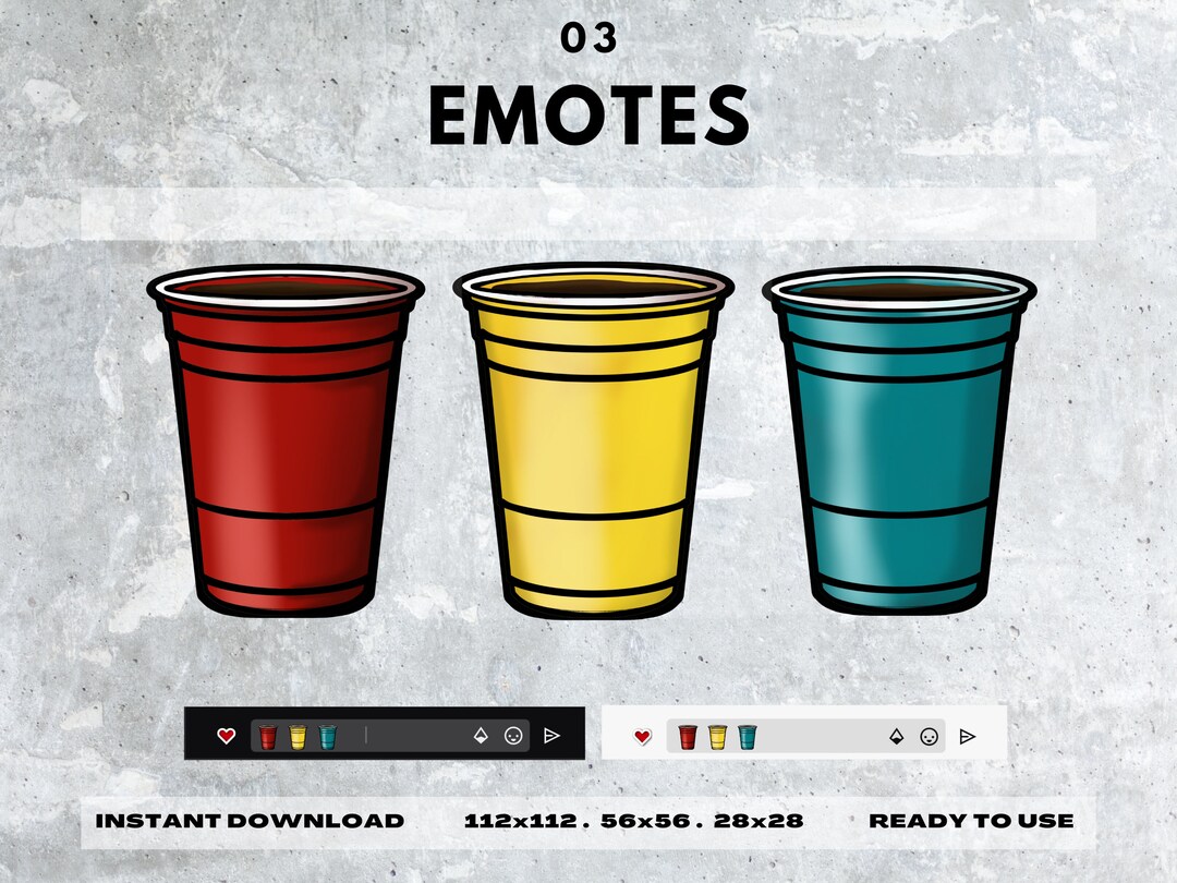 Solo Cup Inspired Drinking Game Emote | Yellow Red & Blue Twitch ...