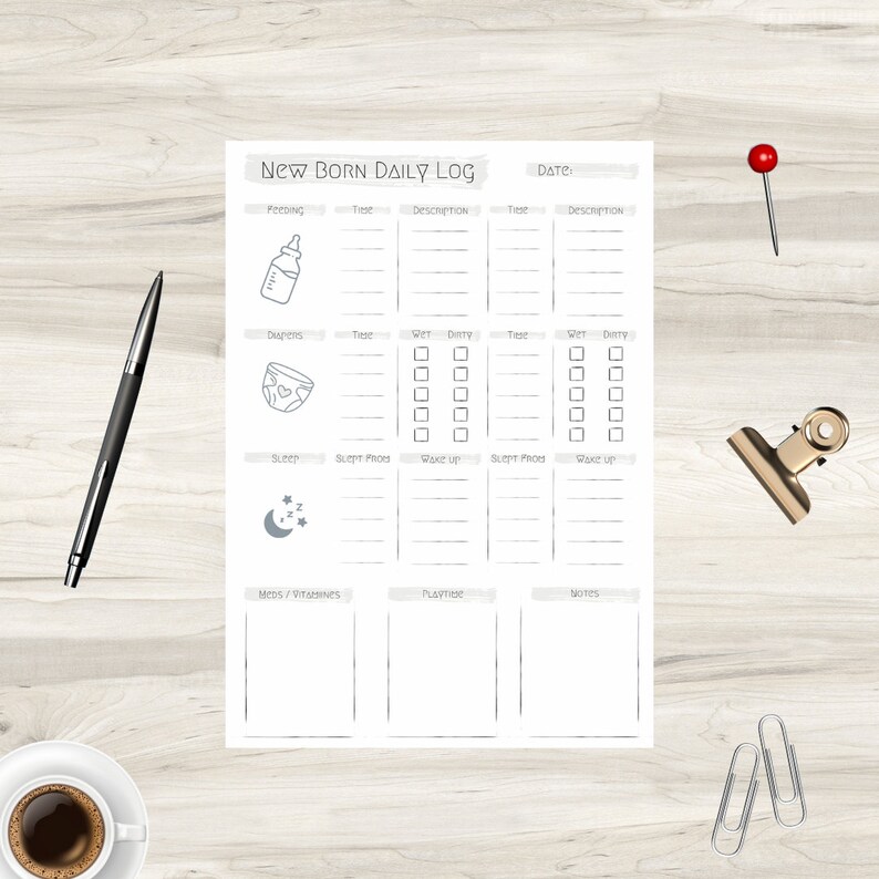 New Born Daily Planner, DIGITAL DOWNLOAD, Infant Activity Planner ...