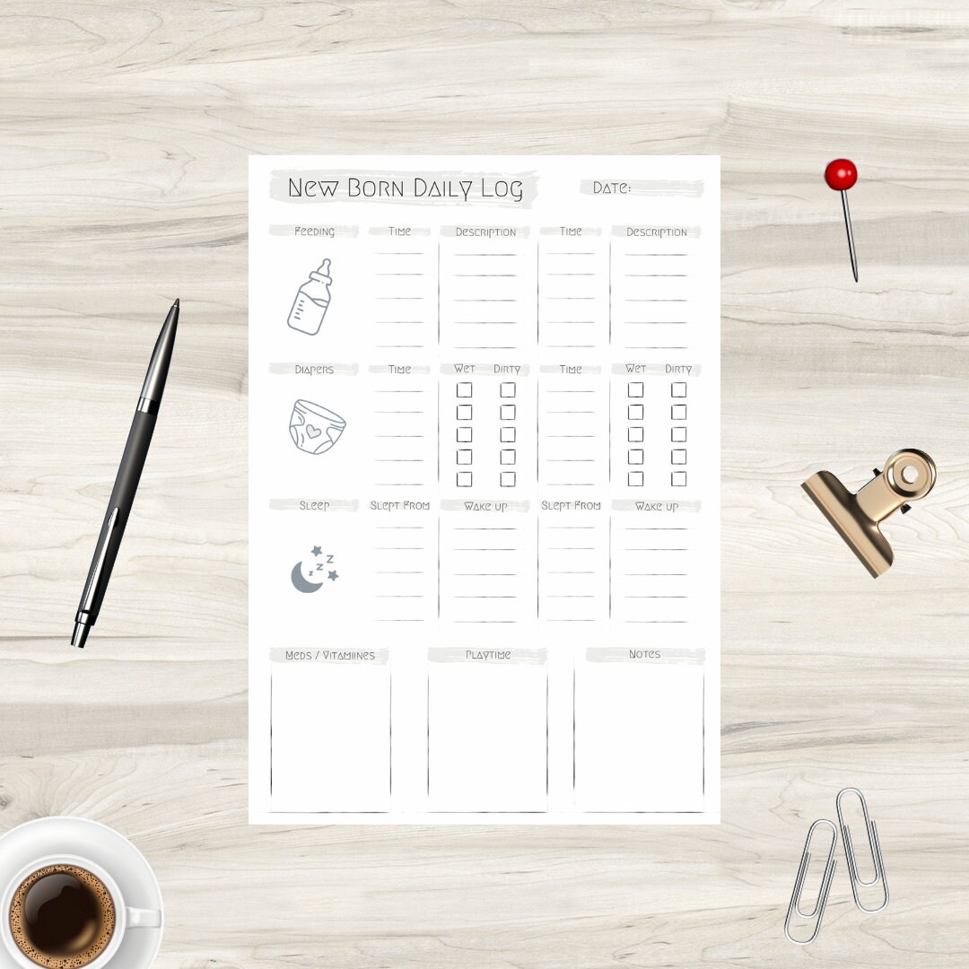 New Born Daily Planner, DIGITAL DOWNLOAD, Infant Activity Planner ...
