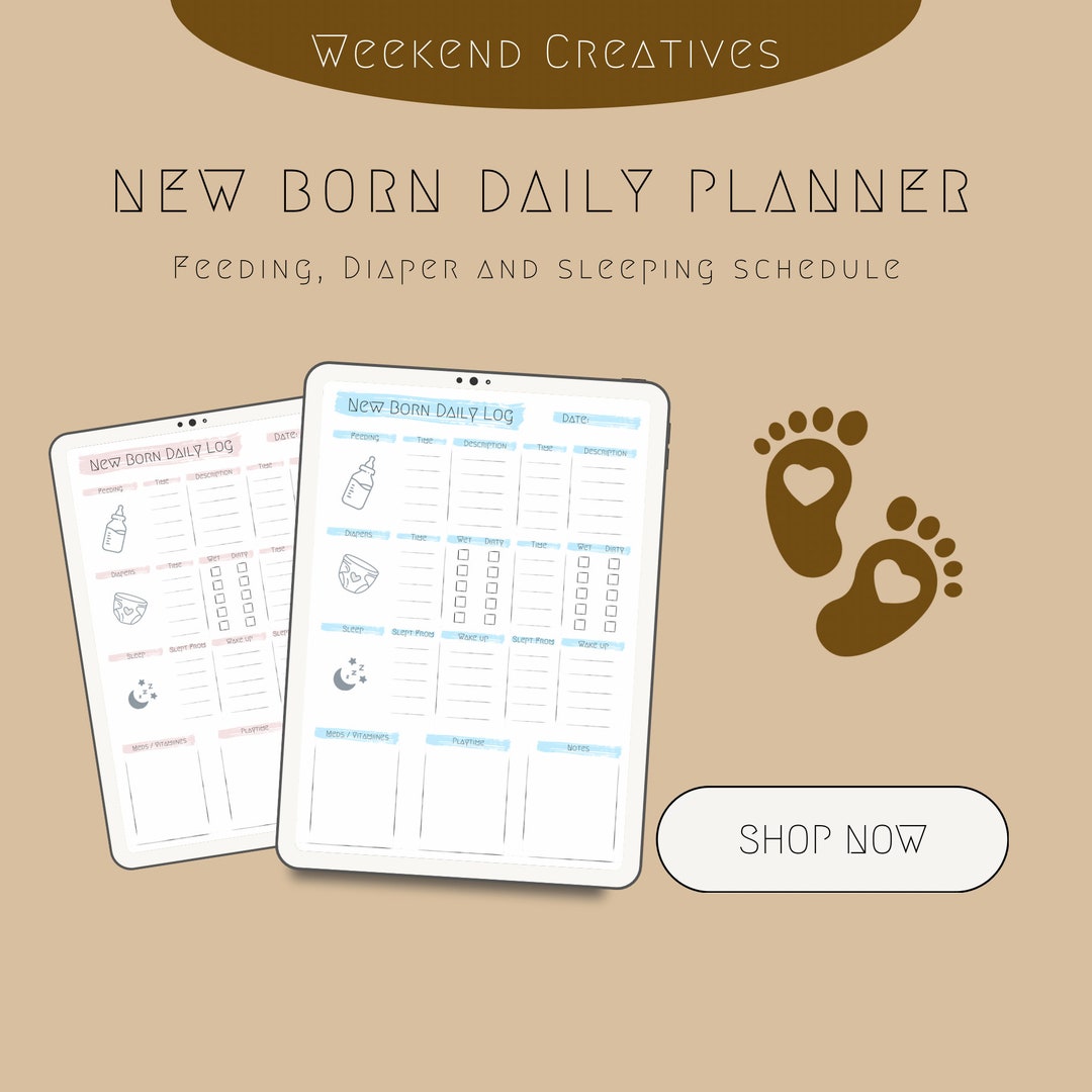 New Born Daily Planner, DIGITAL DOWNLOAD, Infant Activity Planner ...