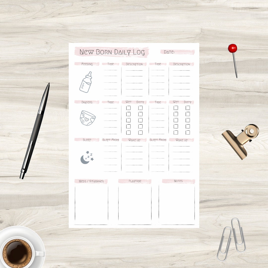 New Born Daily Planner, DIGITAL DOWNLOAD, Infant Activity Planner ...