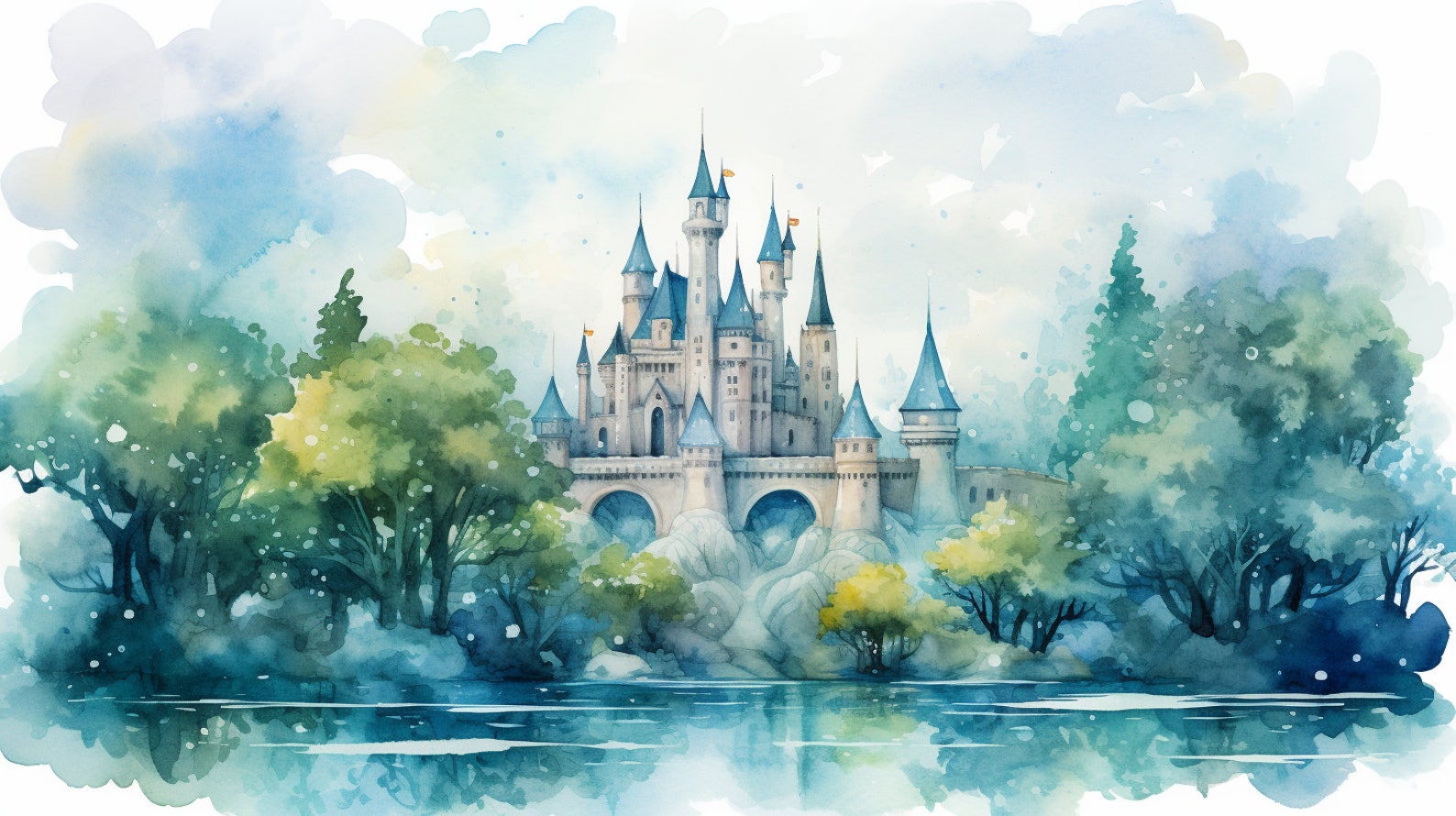 Vintage Style Fantasy Castle Watercolor Illustration - Etsy